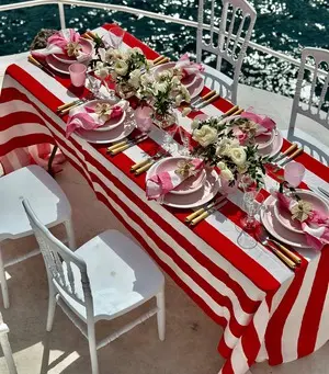 SUMMERILL & BISHOP Linen Stripe Tablecloth