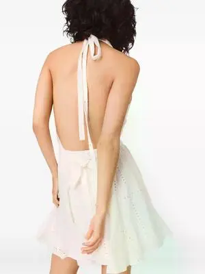 Maje Embroidered Halterneck Backless Dress With Belt