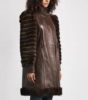 Chloé Leather Fur-trim Coat