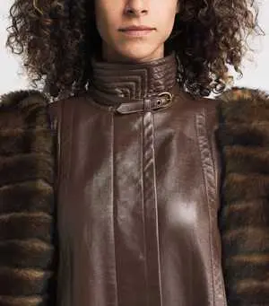 Chloé Leather Fur-trim Coat