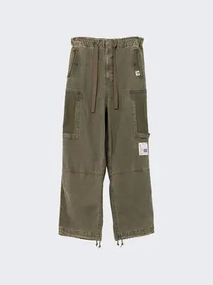 Mihara Yasuhiro Satin Cargo Trousers - Green