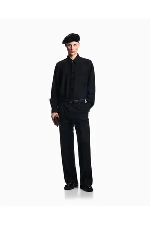 Emporio Armani Viyella Wool Shirt With Zig-zag Embellishment