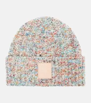 Loewe Logo Wool And Cashmere-blend Beanie - Multicoloured