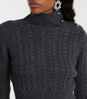 PATOU Cable-knit Wool And Cashmere Sweater - Grey