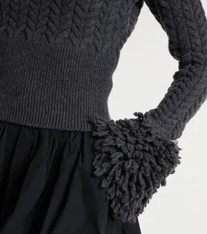 PATOU Cable-knit Wool And Cashmere Sweater - Grey