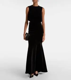 PATOU Bow Detail Velvet Cropped Top - Black