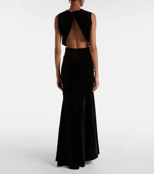 PATOU Bow Detail Velvet Cropped Top - Black