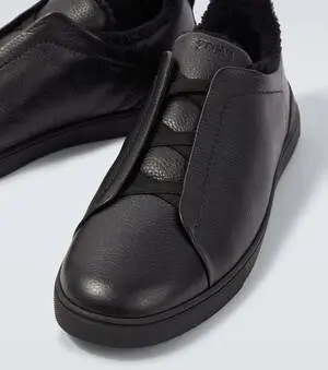 Zegna Triple Stitch Leather Sneakers