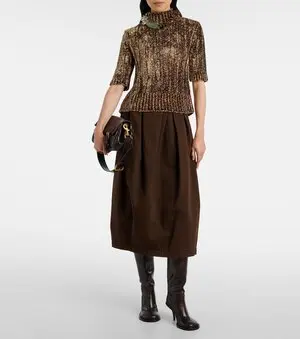Dries Van Noten Cotton Draped Midi Skirt