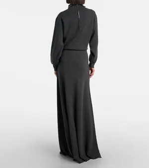 Balenciaga High-rise Wool Maxi Skirt - Grey