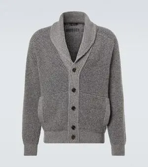Zegna Waffle-knit Cashmere And Mohair Cardigan - Grey