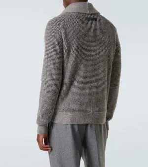 Zegna Waffle-knit Cashmere And Mohair Cardigan - Grey
