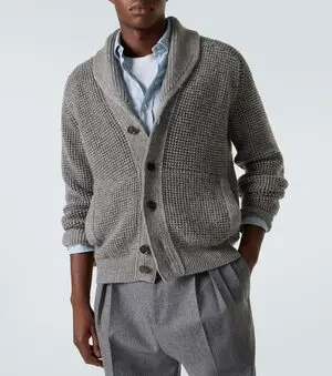 Zegna Waffle-knit Cashmere And Mohair Cardigan - Grey