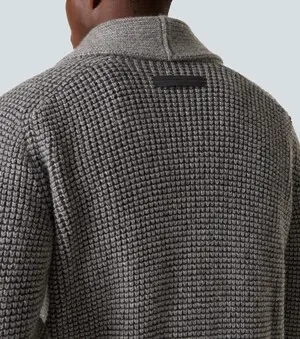 Zegna Waffle-knit Cashmere And Mohair Cardigan - Grey