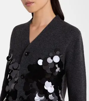 Sacai Sequined Wool Cardigan