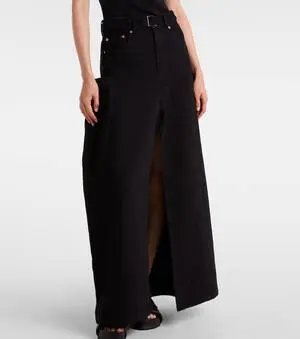 Sacai Belted Denim Maxi Skirt