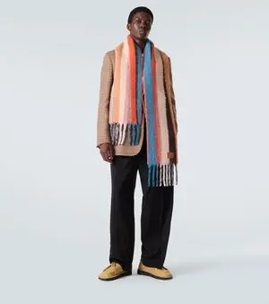 Loewe Fringed Striped Alpaca-blend Scarf - Multicoloured