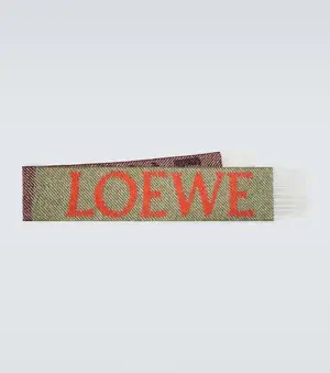 Loewe Fringed Logo Alpaca And Wool-blend Scarf - Multicoloured