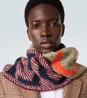 Loewe Fringed Logo Alpaca And Wool-blend Scarf - Multicoloured