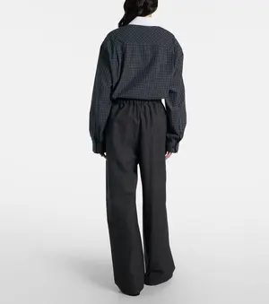 THE FRANKIE SHOP Baxter Plaid Wide-leg Pants - Grey