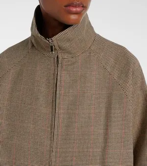 THE FRANKIE SHOP Baxter Houndstooth Blouson Jacket - Brown