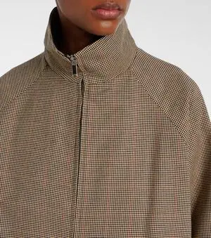 THE FRANKIE SHOP Baxter Houndstooth Blouson Jacket - Brown
