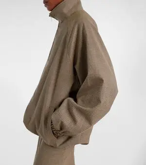 THE FRANKIE SHOP Baxter Houndstooth Blouson Jacket - Brown