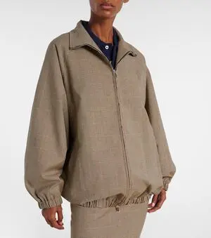 THE FRANKIE SHOP Baxter Houndstooth Blouson Jacket - Brown