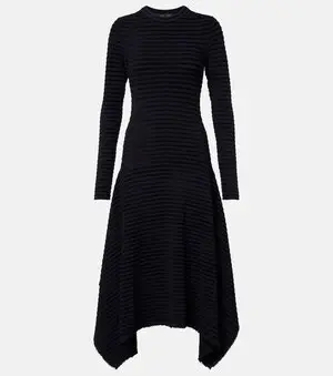 Proenza Schouler Didi Striped Knitted Asymmetric Midi Dress - Black