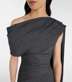 ROKSANDA Maite Herringbone Draped Midi Dress - Grey