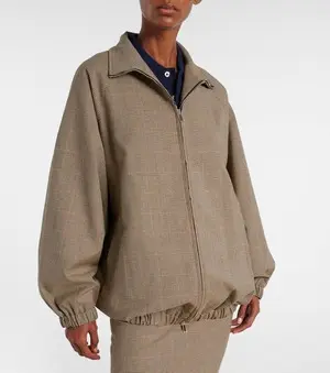 THE FRANKIE SHOP Baxter Houndstooth Blouson Jacket - Brown