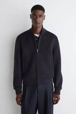 Cos Double-faced Wool Bomber Jacket - Navy