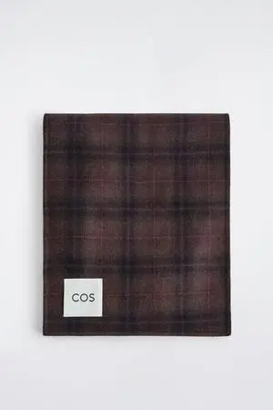 Cos Checked Double-faced Wool Scarf - Red