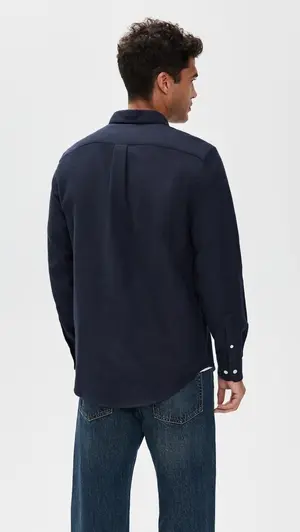 Portuguese Flannel Teca 2.0 Brushed Flannel Button Down Shirt - Navy