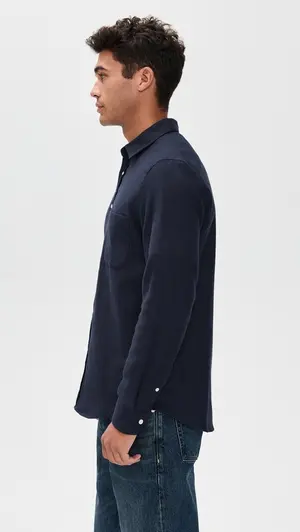 Portuguese Flannel Teca 2.0 Brushed Flannel Button Down Shirt - Navy