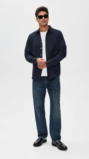 Portuguese Flannel Teca 2.0 Brushed Flannel Button Down Shirt - Navy