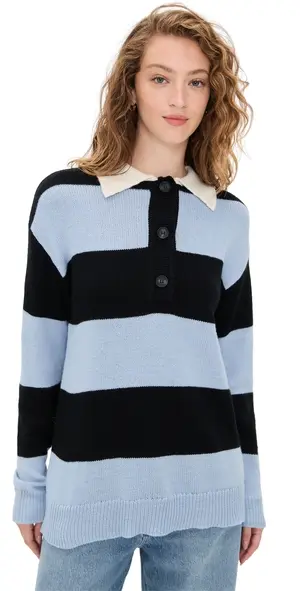 Moon River Striped Collar Pullover Sweater