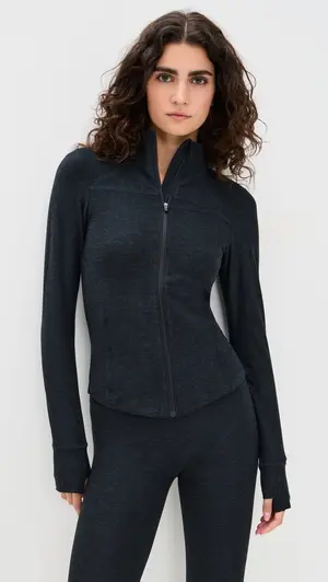 Beyond Yoga Spacedye Trails Active Jacket - Darkest Night