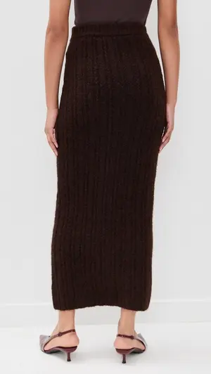 Line & Dot Ophelie Ribbed Knit Skirt - Chocolate