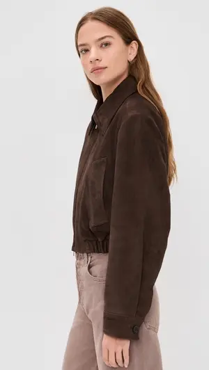 AGOLDE Nahla Cropped Suede Jacket - Root