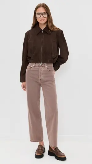 AGOLDE Nahla Cropped Suede Jacket - Root