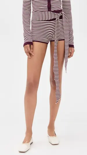 SEVEN WONDERS Striped Knit Shorts With Self-belt