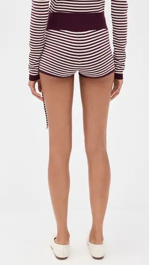 SEVEN WONDERS Striped Knit Shorts With Self-belt