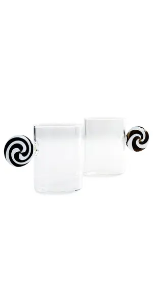 FAZEEK Swirl Espresso Cups Set Of 2 - Black/white