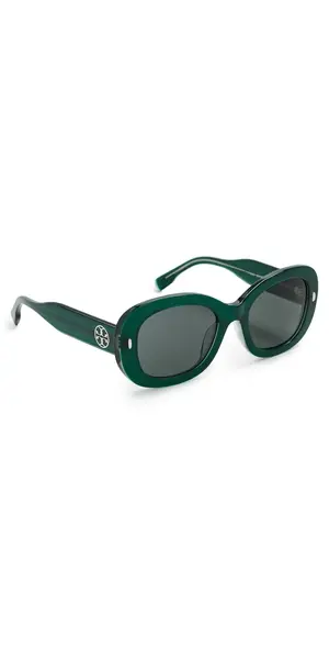 Tory Burch Square Frame Sunglasses - Dark Green