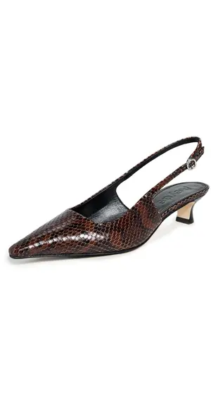 AeydĒ Catrina Snake Print Leather Heels Moka