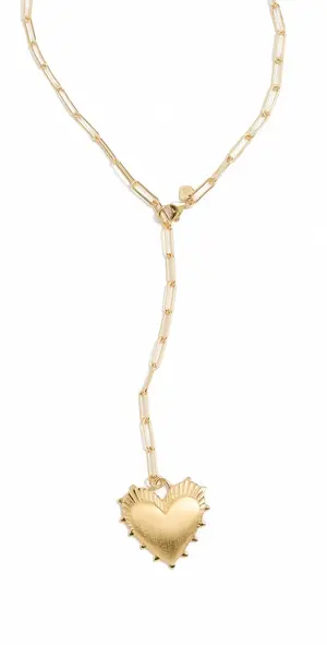 HART Long Link Lariat Necklace With Heart Pendant - Gold