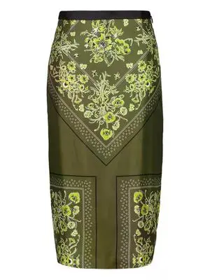 Gucci Floral Silk Midi Skirt - Green
