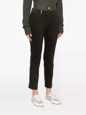Peserico Logo-detail Cotton Trousers - Brown
