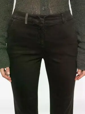Peserico Logo-detail Cotton Trousers - Brown